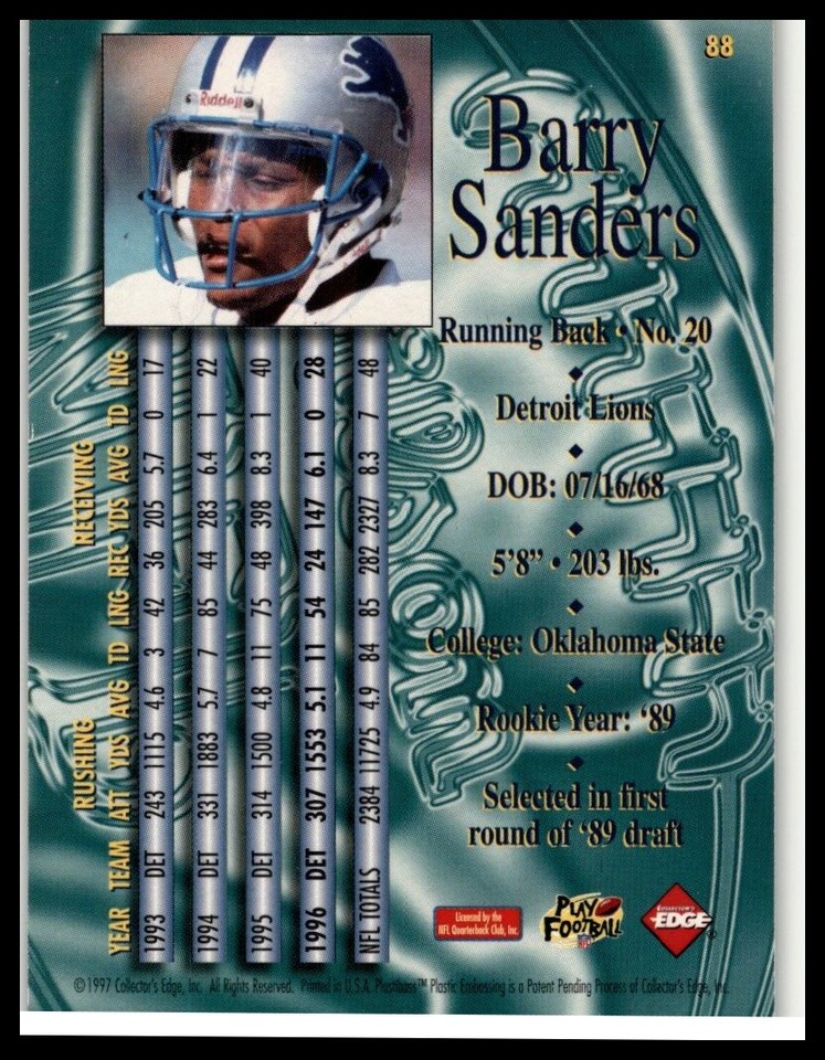 1997 Collector's Edge Masters #88 Barry Sanders | eBay