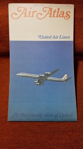 Vintage Air Atlas, United Airlines Route Map, Late 60s Good Condition ...