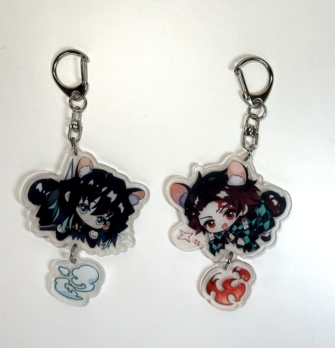 *NEW* Set of 2 Demon Slayer Chibi Anime Acrylic Keychain Double-sided ...