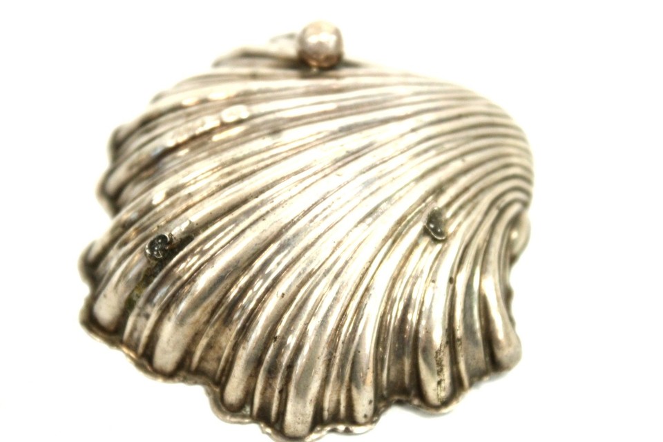 Antq 1889 JOHN GILBERT Silver Shell Shaped CONDIMENT DISHES Hallmarked ...