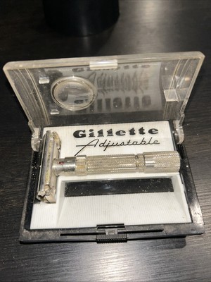 Vintage Gillette Adjustable Safety Razor With Original Box Red Dot ? | eBay