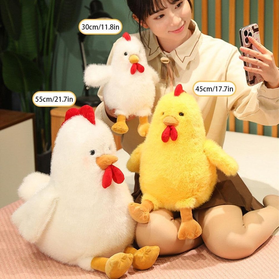 Chicken Plush Pillow Toy - Hen Stuffed Farm Animal Doll - Soft 11.8in ...