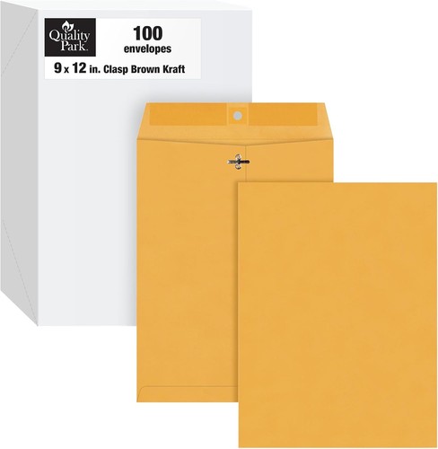 100 Pcs CLASP ENVELOPES 9x12 28lb Kraft Shipping Mailing Gummed ...
