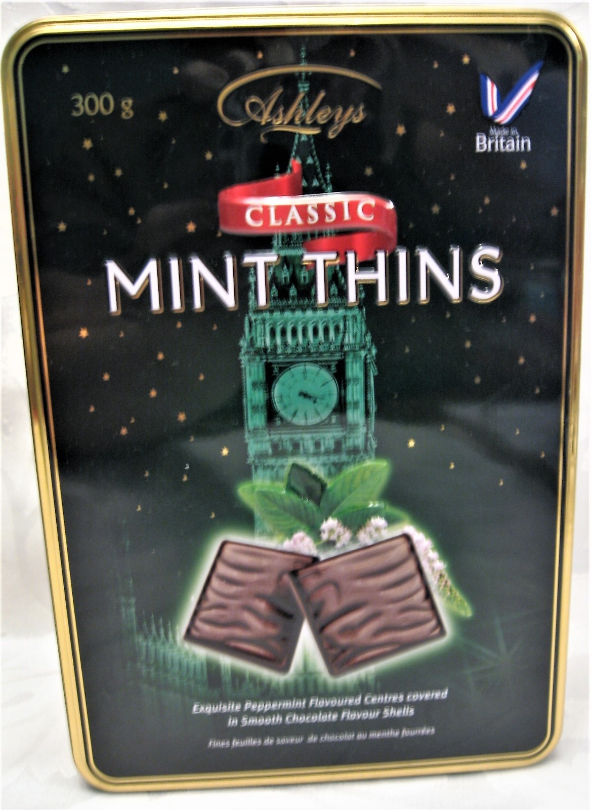 Ashleys Classic Mint Thins Tin Green Tin with Gold Inner Embossed Lid ...