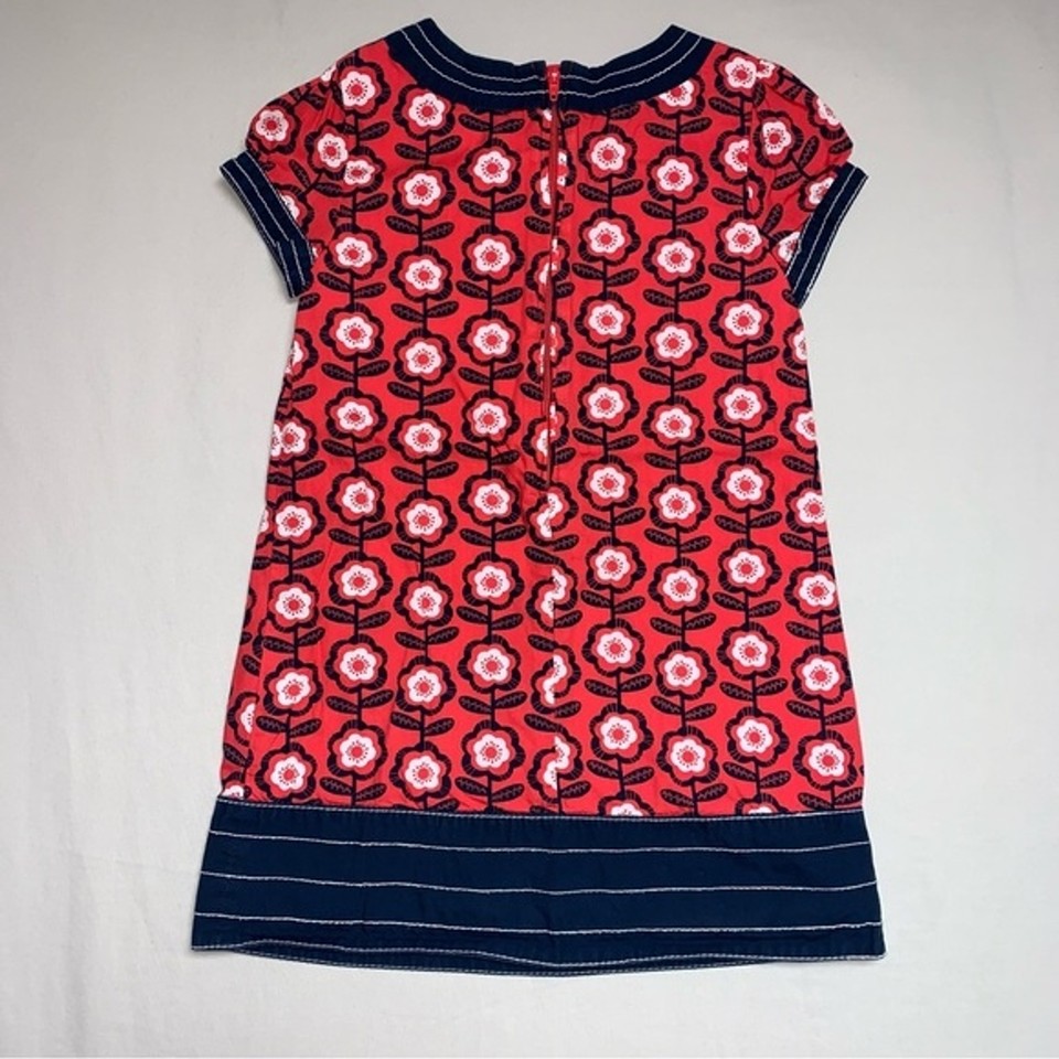 Old Navy Red Floral Navy Blue Dress Girl’s 4T Christmas Daisy Mod Retro ...