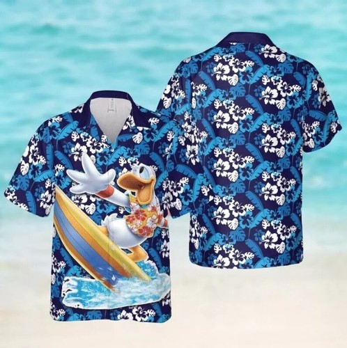 Funny Donald Duck Surfing Aloha Summer Beach Hibiscus Flowers Hawaiian ...