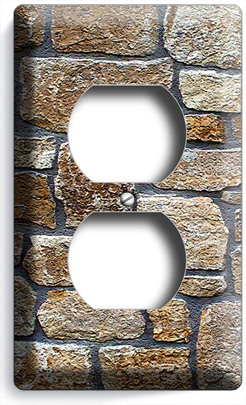 RUSTIC STONE BRICK STYLE LIGHT SWITCH OUTLET WALL PLATE MAN CAVE ROOM ...