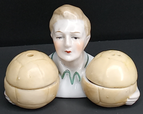 Basketball Soccer Balls Man Salt Pepper Shakers Set Vintage Deutchland ...