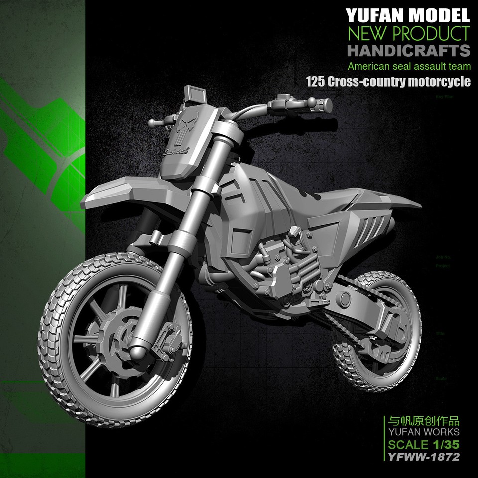 1/35 125 Cross-Country Motorcycle Unpainted Model Kits YuFan Model ...