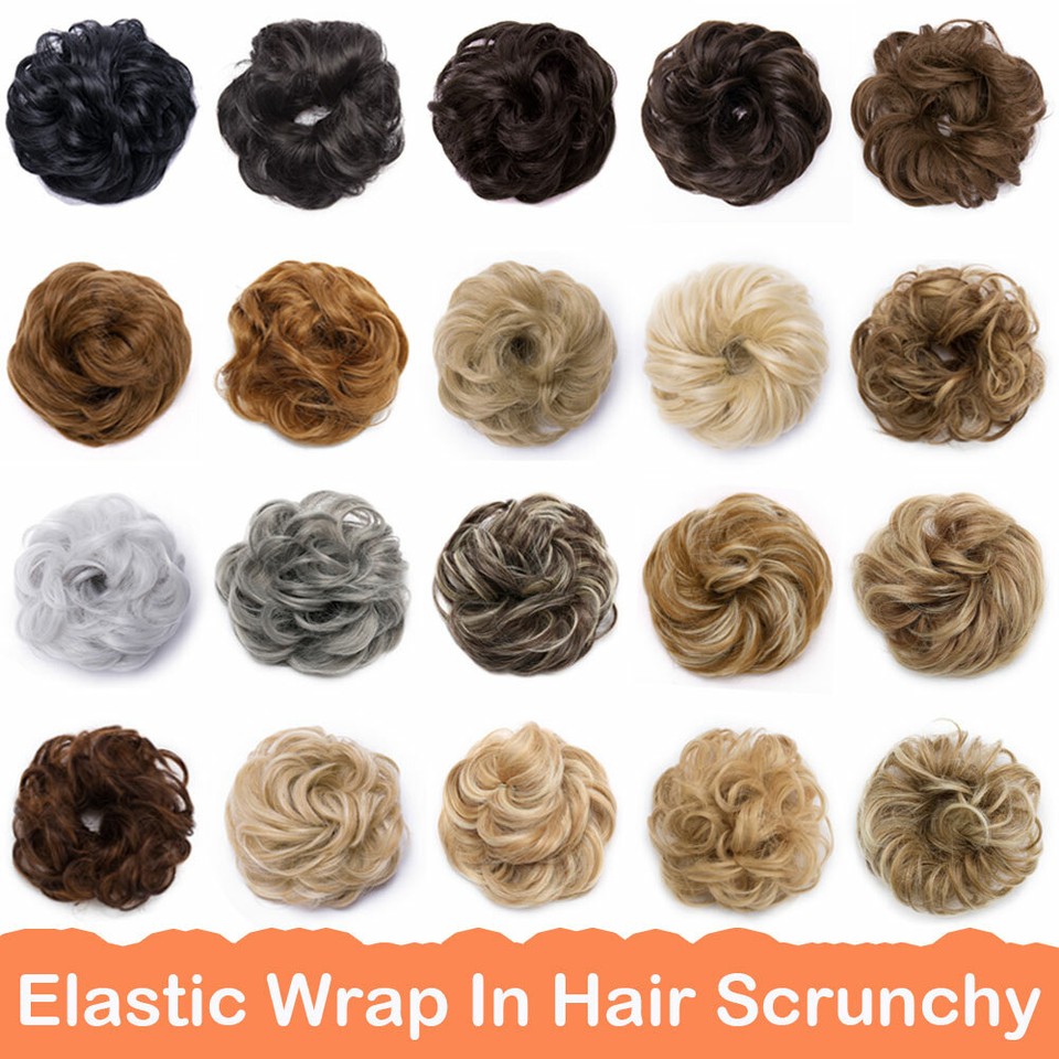 Thick Messy Rose Bun Curly Scrunchie Hair Extensions Natural Updo ...