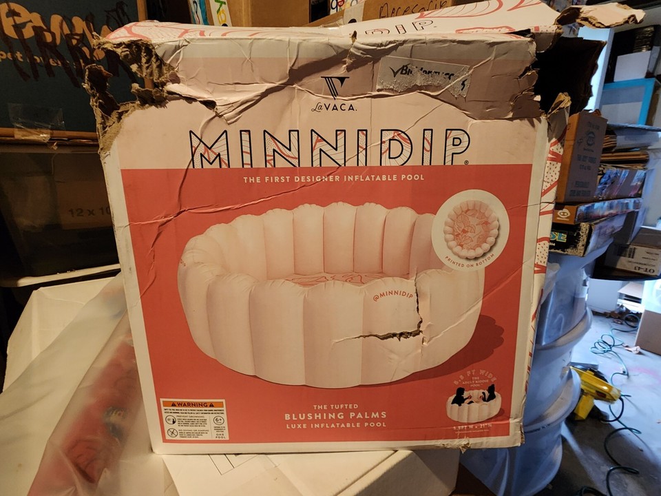 Minnidip Luxe Inflatable Pool Blushing Palms Pink Adult Kiddie Pool ...