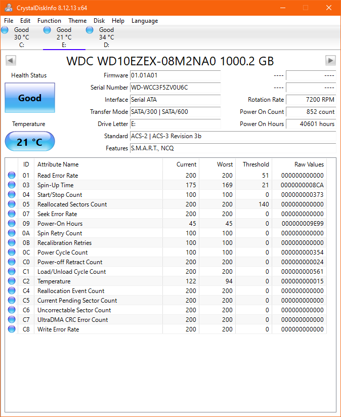 Western Digital CAVIAR BLUE WD10EZEX 1B 64MB SATA III 7200 RPM 3.5 ...