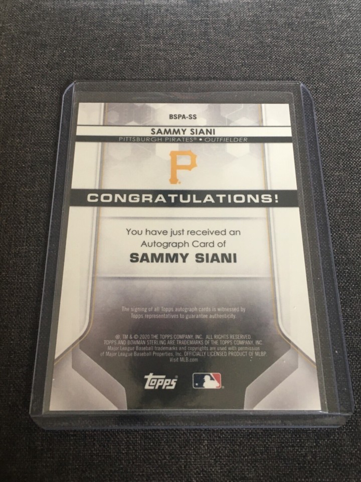 Sammy Siani 2020 Bowman Sterling Prospect On-Card Auto | eBay