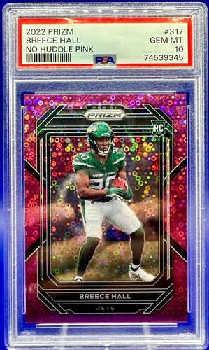 2022 Panini Prizm Breece Hall RC Pink /15 Disco No Huddle PSA 10 GEM ...