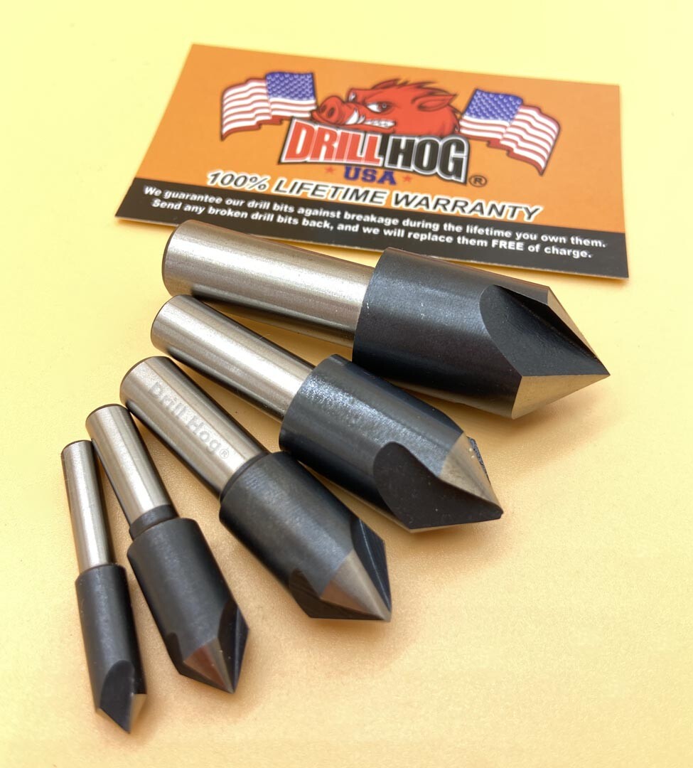 Drill Hog® 5 Pc Countersink Set 1/4, 3/8, 1/2, 5/8, 3/4" Reamer 3 ...
