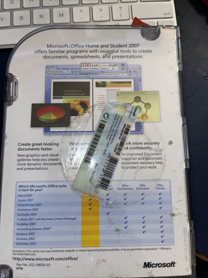 Microsoft Office 2007 Home and Student w/ Product Key - Excel, Word ...