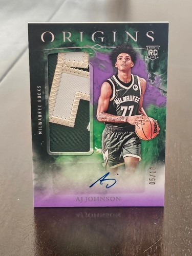 2024-25 Panini Origins A.J. Johnson Patch Auto FOTL Purple 5/18 RC SSP ...