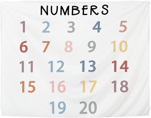 Kids Numbers Boho Classroom Tapestry Wall Hanging, Nursery Wall Decor ...