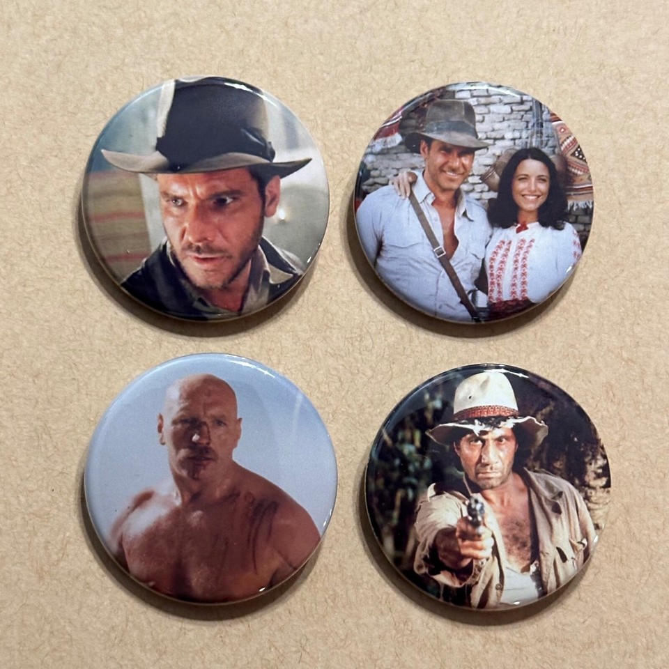 4 Indiana Jones Raiders Of The Lost Ark 1.5" Pinback Buttons (Choose ...