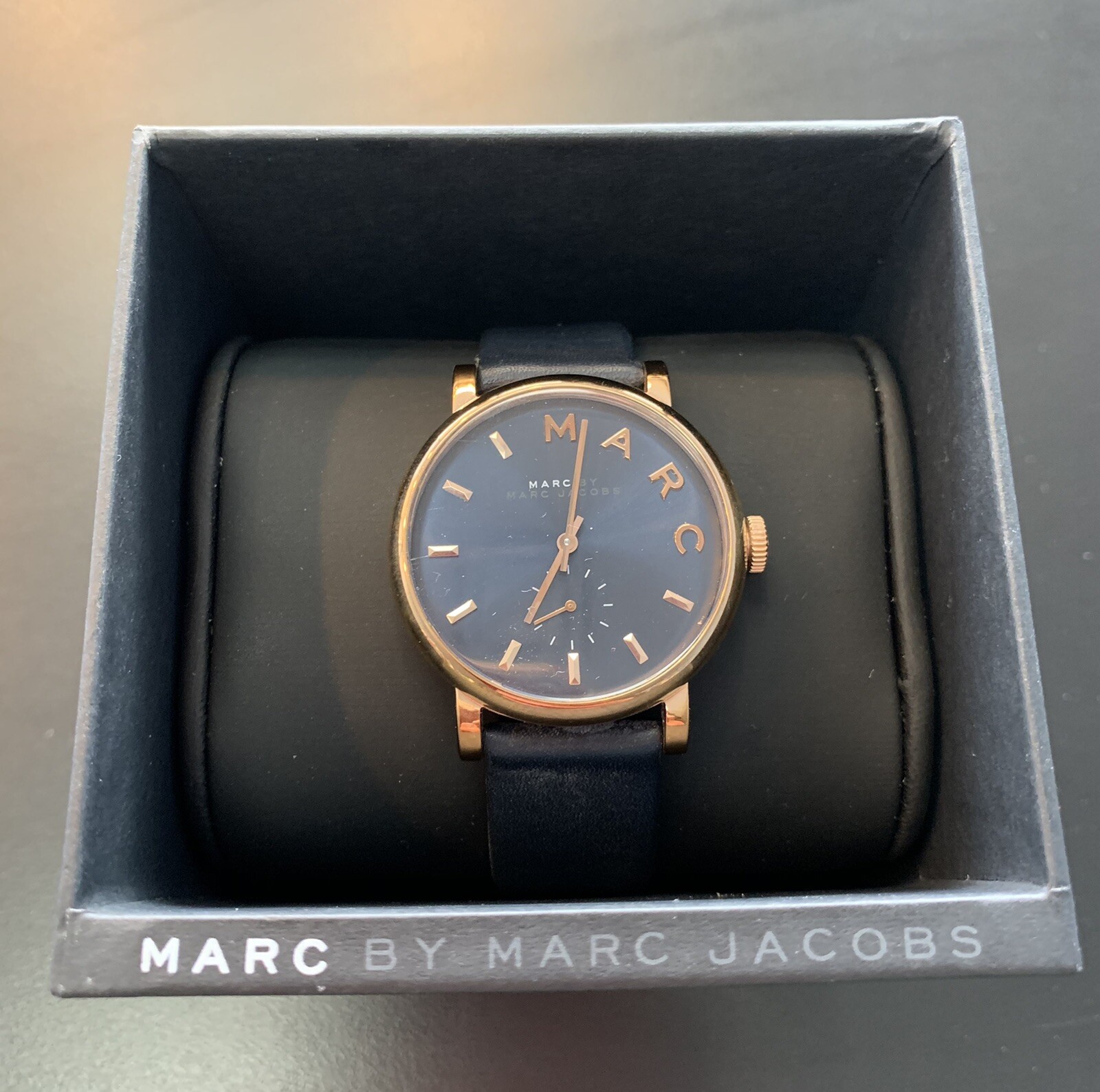 Authentic Marc Jacobs Wrist Watch Navy Blue Genuine Leather Strap | eBay