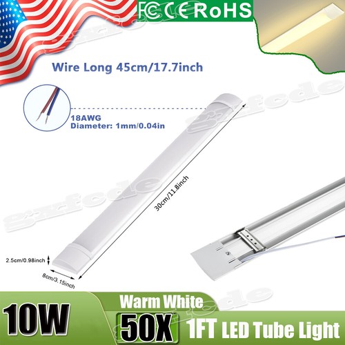 50X 1FT LED Strip Lights Batten Tube Light Garage Ceiling Lamp Office ...