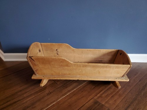 Antique Wood Baby / Doll Rocking Crib Bed Rocker 25" Farmhouse Decor | eBay