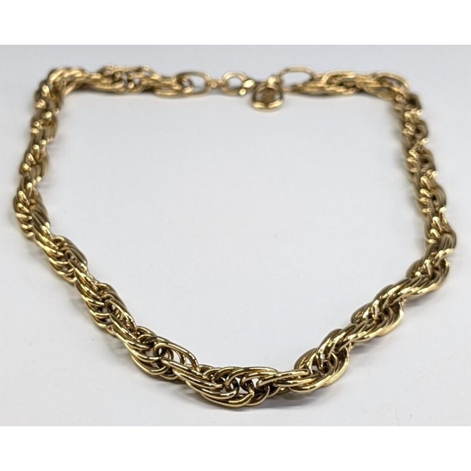VTG GIVENCHY Gold Tone Chunky Twisted Rope Chain 19" Collar Necklace 3/ ...