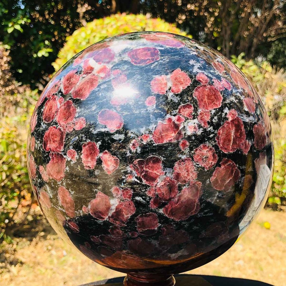 25.65LB Natural Firework red garn Quartz polished sphere crystal ball ...
