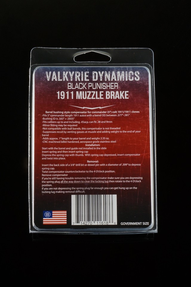 1911 .45 acp Mil-Spec muzzle brake BLACK PUNISHER compensator + FREE ...