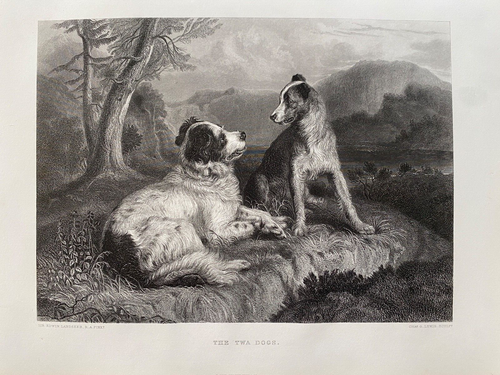 1879 Antique Print: The Twa Dogs after Edwin Landseer | eBay