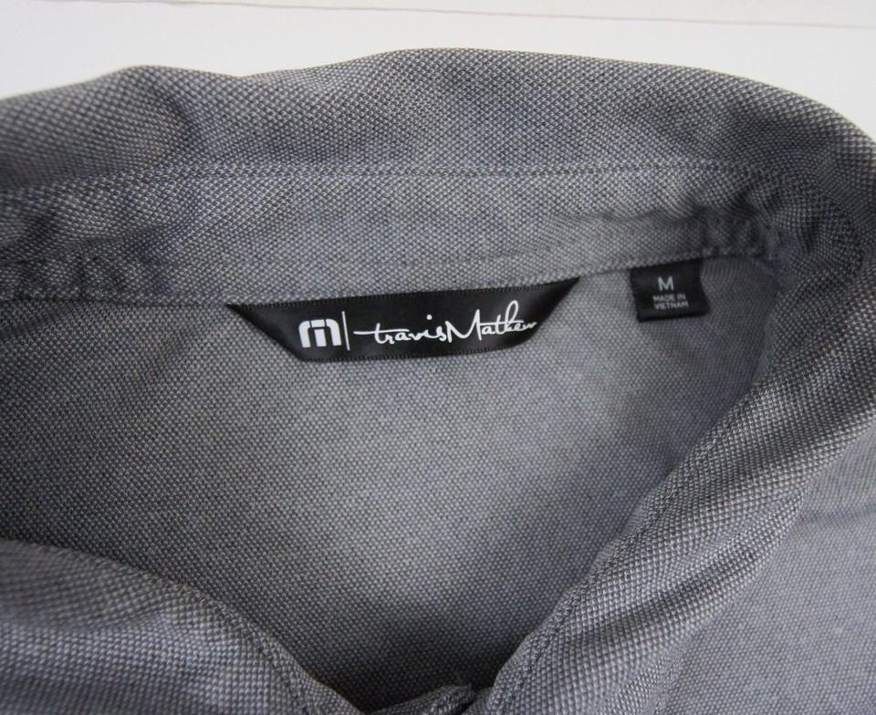 Travis Mathew Shirt Mens Medium Gray Coto Performance Polo Collared ...