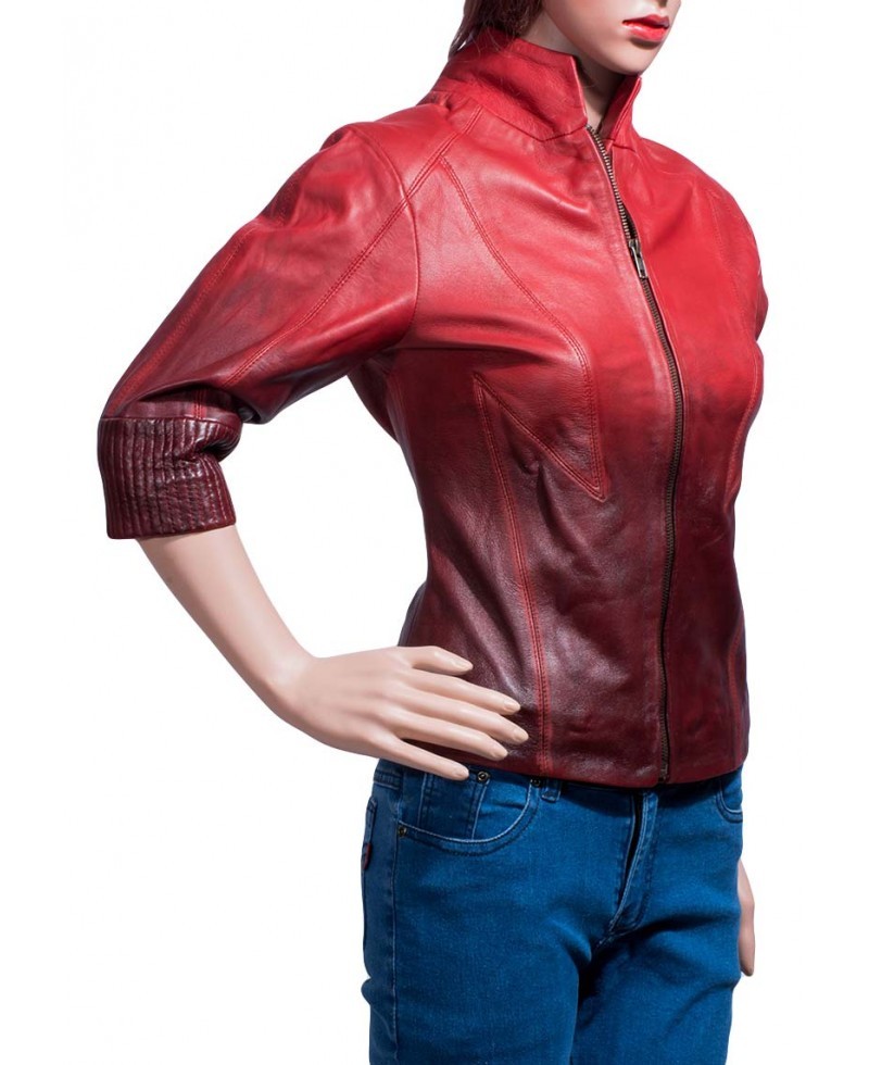 Avengers Age of Ultron Scarlet Witch Wanda Maximoff Red Leather Jacket ...