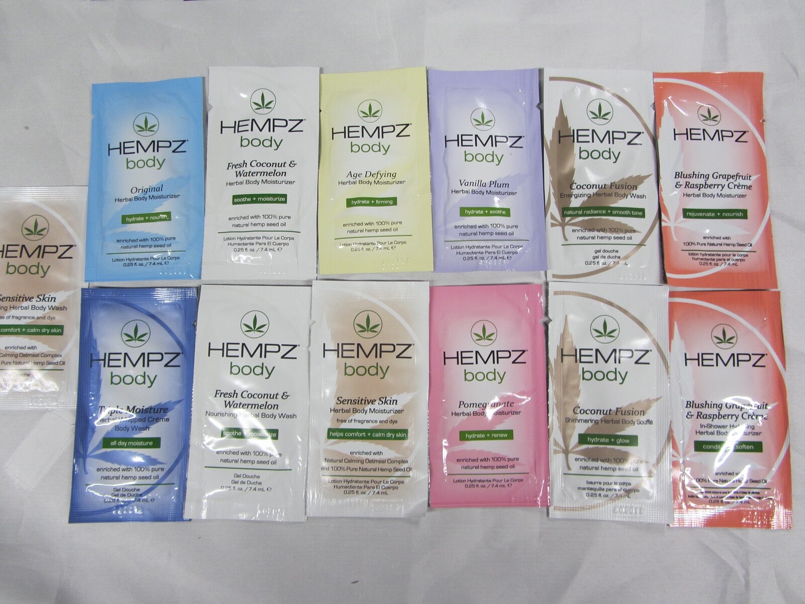 20 VARIOUS HEMPZ HERBAL WASH/MOISTURIZER LOTION SAMPLE PACKETS | eBay