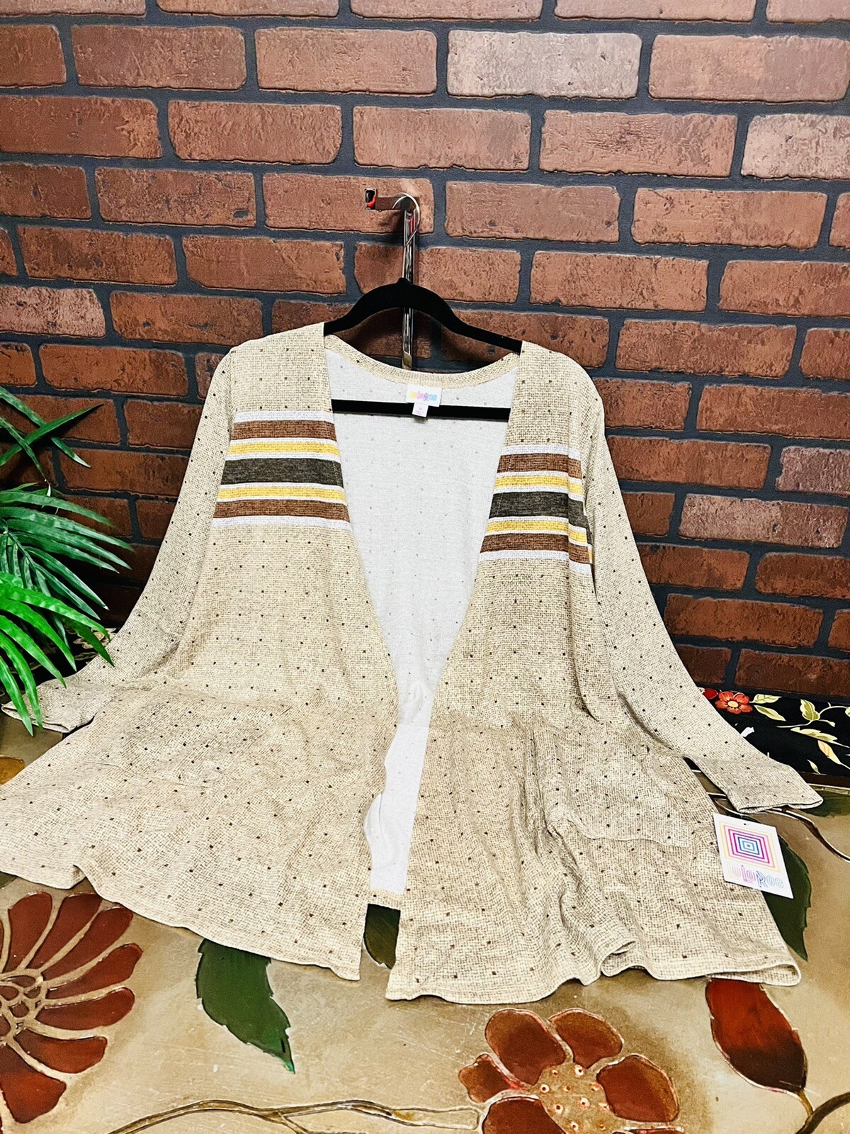 Lularoe Caroline Brown Tan Striped With Dots New With Tags Size Medium ...