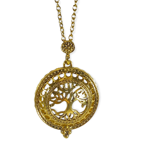 Locket style necklace 2X reading magnifying glass pendant gold tone ...