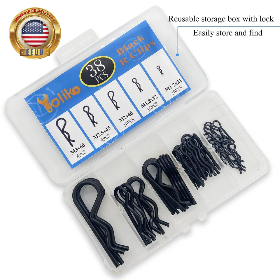 38 Pcs Hitch Pin Clip R Clips Retaining Pins Tractor Cotter Pin Hair ...