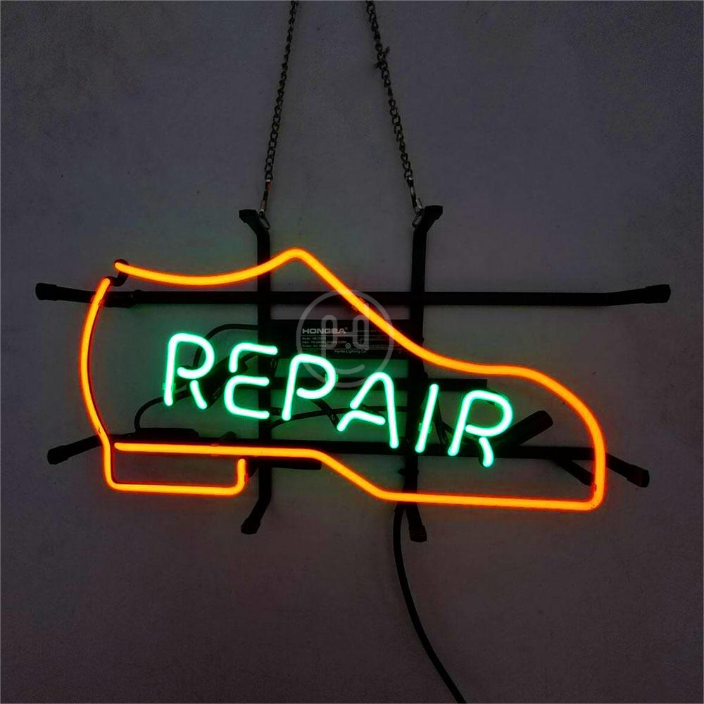 17"x10"Shoe Repair Neon Sign Light Store Open Wall Hanging Real Glass ...