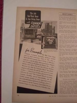Vintage 1941 Cummins Diesel Engines Ad Advertisement: Model HBS-600 ...