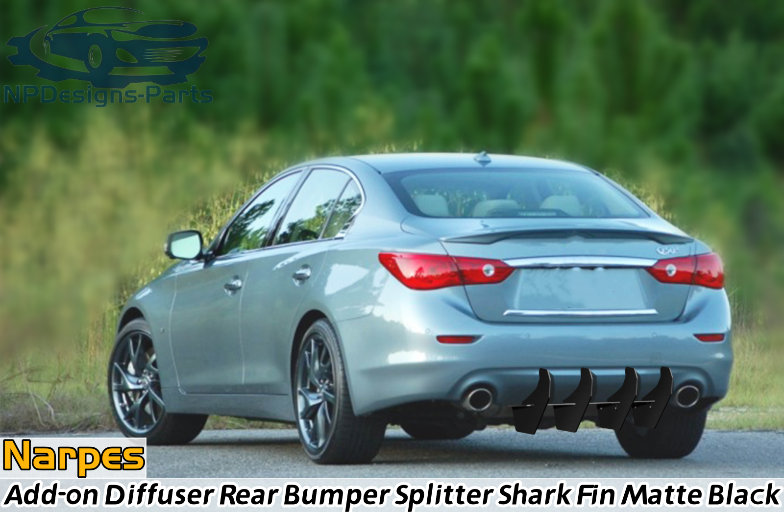 For 14-17 INFINITI Q50 Rear Bumper Add-On Diffuser Lip Splitter w ...