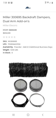 Miller Electric 300695 KIT,BACKDRAFT DAMPERS DUAL ARM ADD ON | eBay