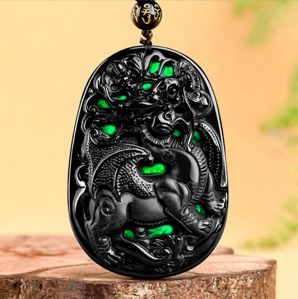 Certified Black Burma Natural Grade AAA Jade jadeite Kirin Pendant ...