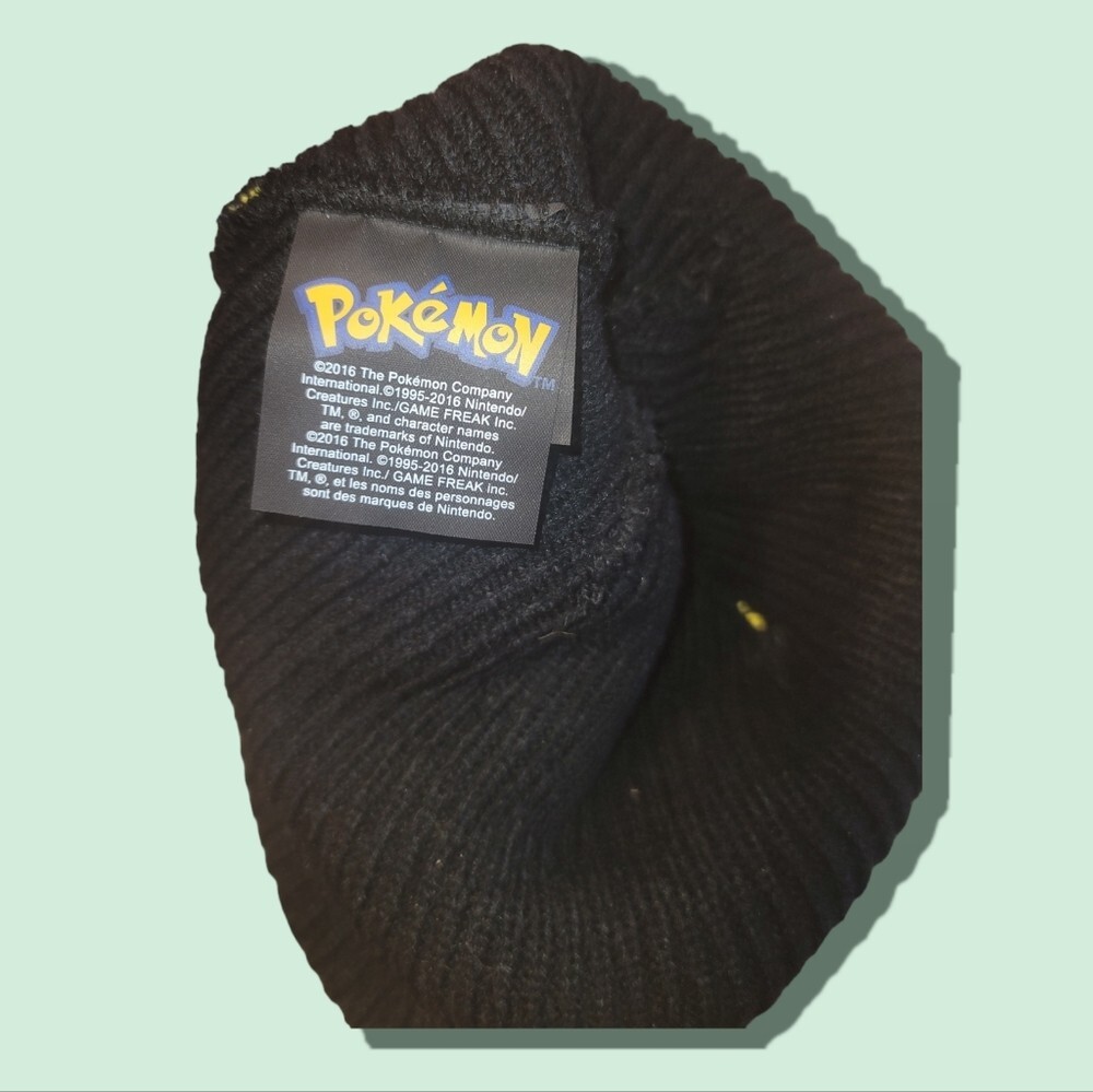 Pokemon Pikachu Black Blue Yellow Winter Adult Beanie… - Gem
