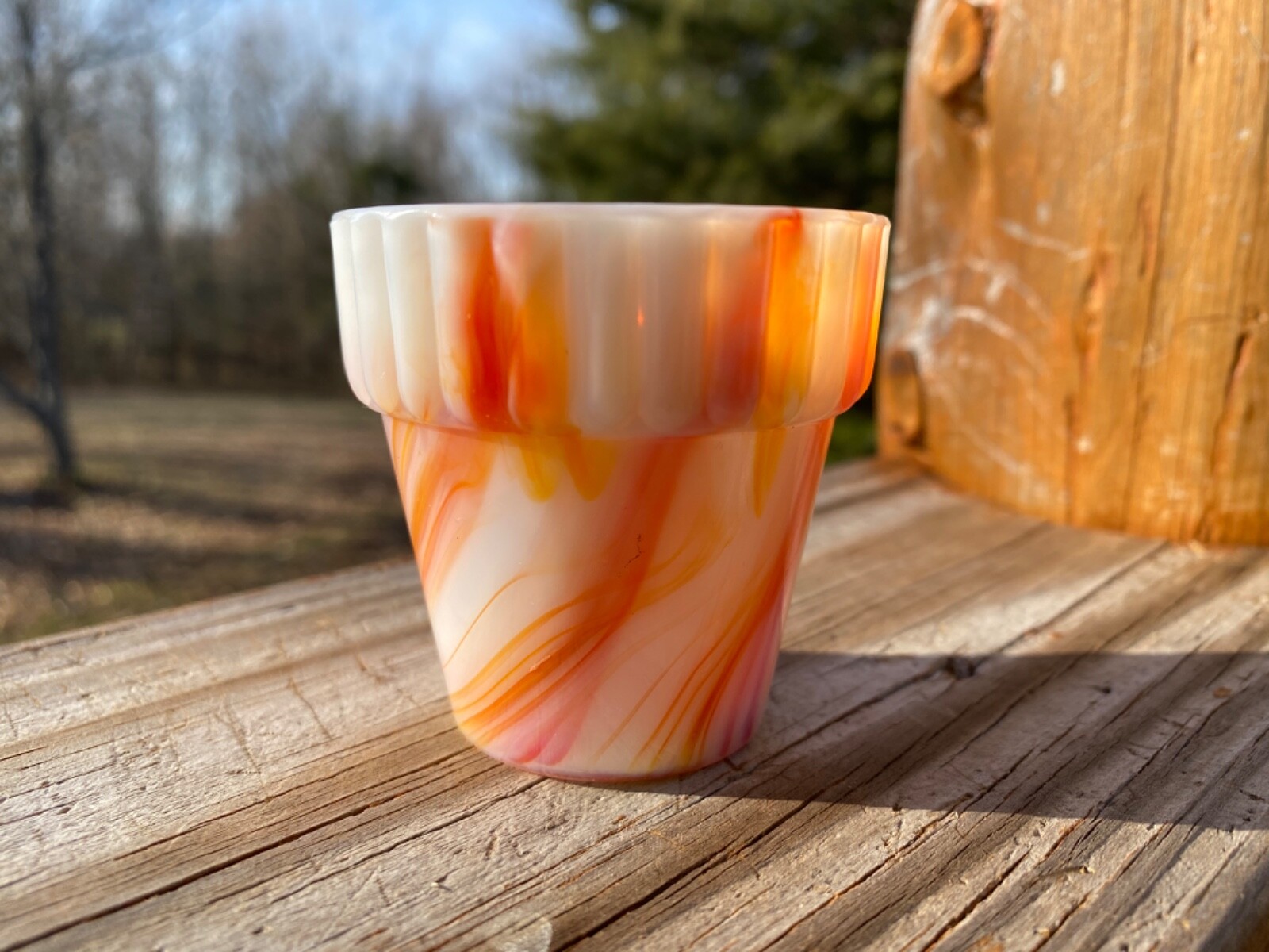 Akro Agate | Slag Glass 291 1/2 Flower Pot Multiple Colors Heavy ...