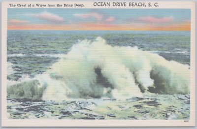 The Crest of a Wave from the Briny Deep, Ocean Drive Beach SC, Linen ...