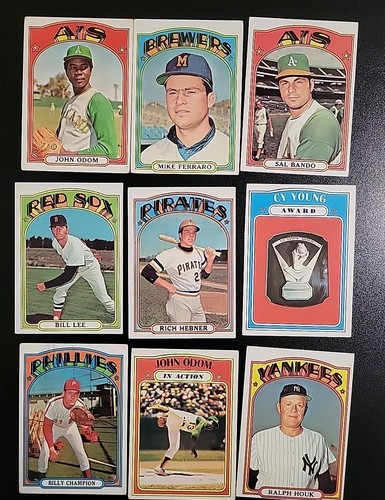 1972 Topps Baseball Cards - 9 High Numbers - W/ John Odom and Ralph ...