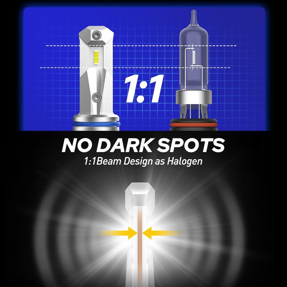 Pair LED HB3/9005 Fog Lamp DRL Bulbs 6000K White Light Hi Lo Beam ...