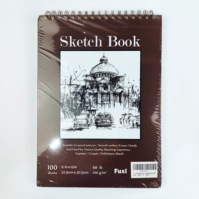 Fuxi 9" x 12" Top Spiral Bound Sketch Book 100 Sheets for Artistic Kids ...