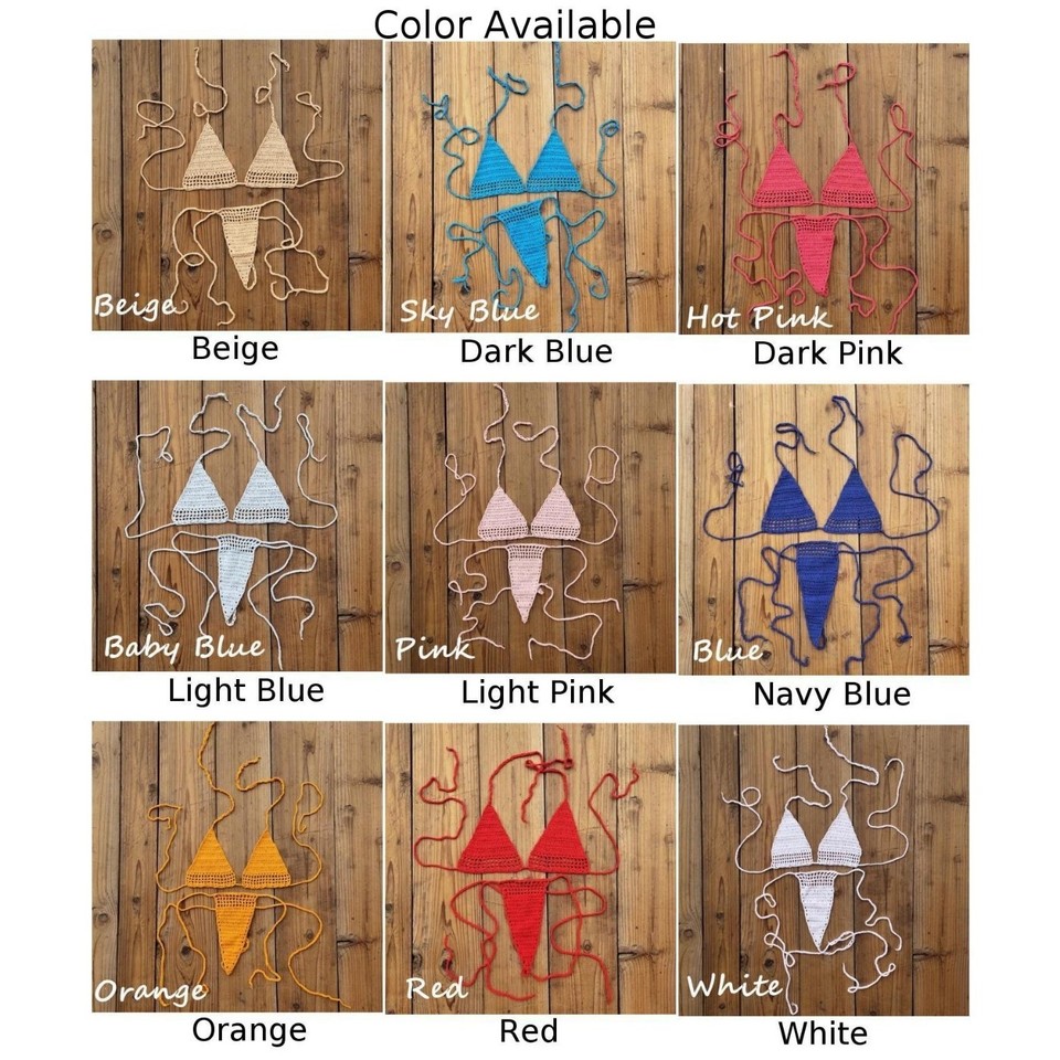 Women Mini Gstrings Bikini Swimwear Crochet Side Tie Thong Bathing ...