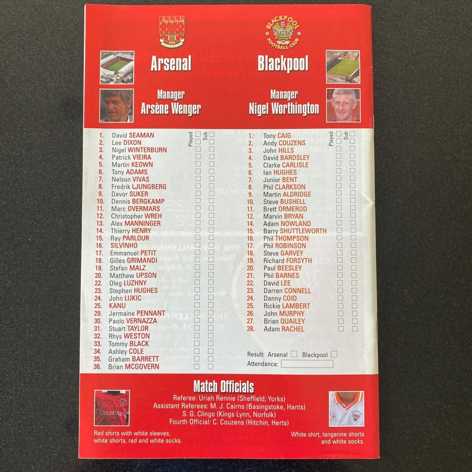 ARSENAL Football Programmes YOU CHOOSE 1993 96 97 98 99 2000 01 02 05 ...