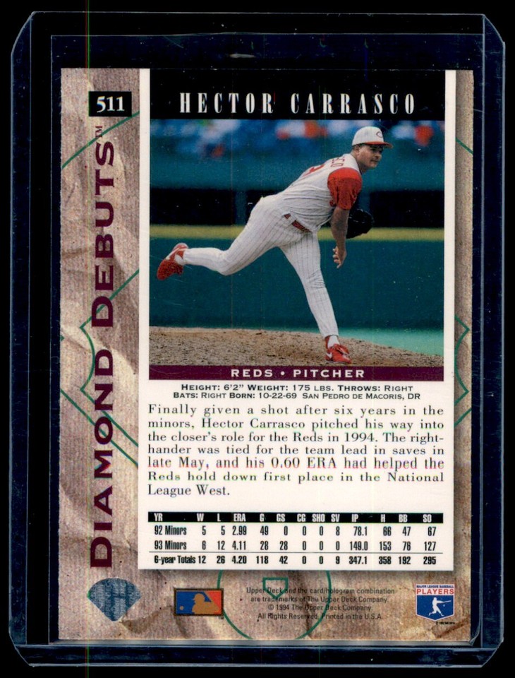 1994 Upper Deck Electric Diamond Hector Carrasco Reds #511 1135b | eBay